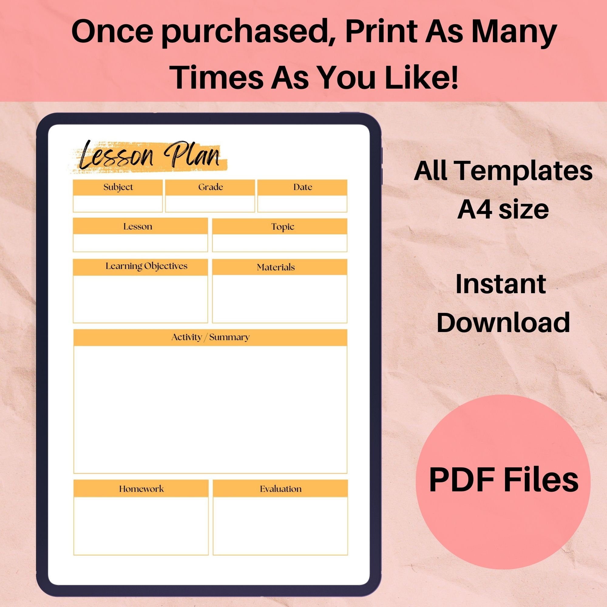 Simple Lesson Plan Template, Printable Lesson Planner | Daily, Weekly ...