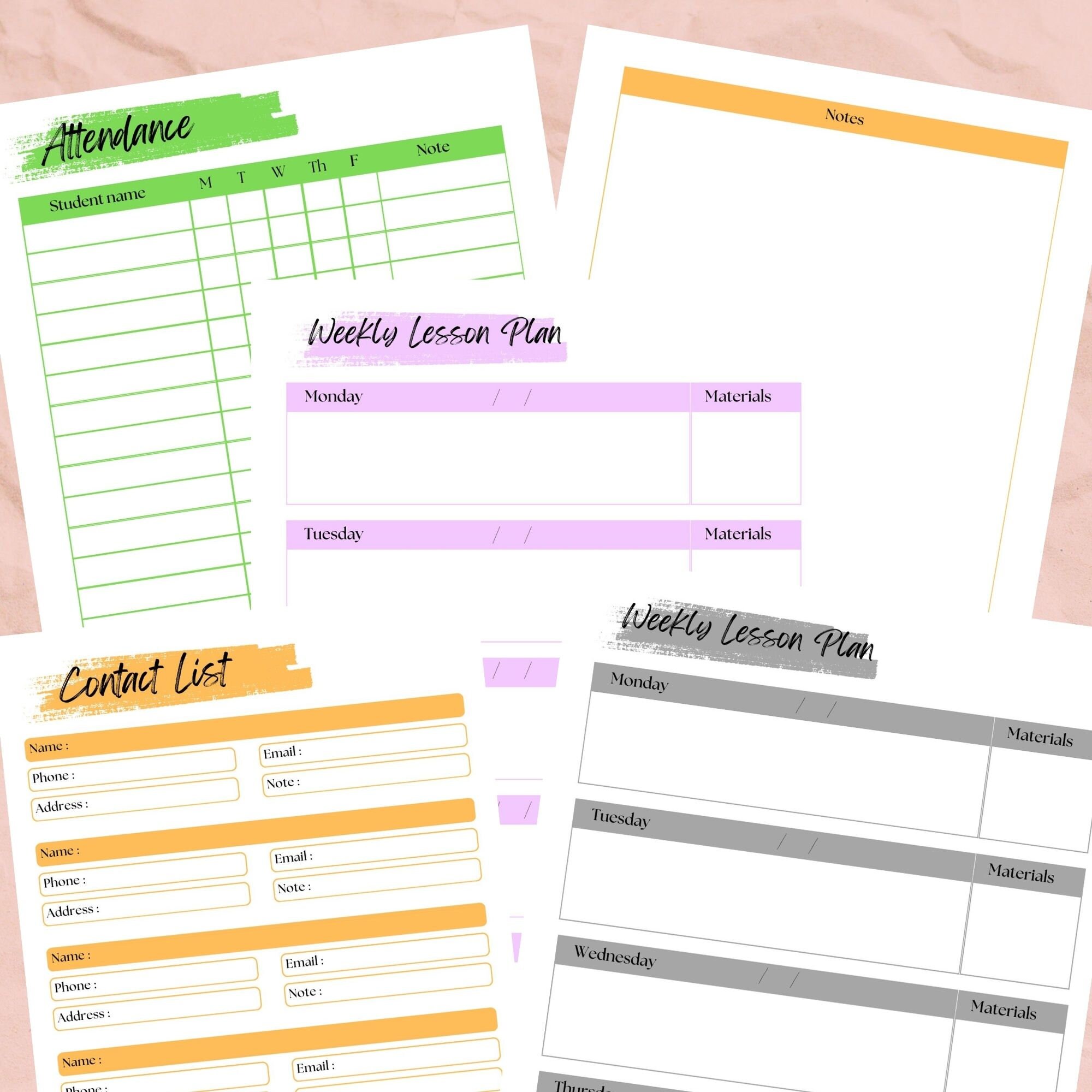 Simple Lesson Plan Template, Printable Lesson Planner | Daily, Weekly ...