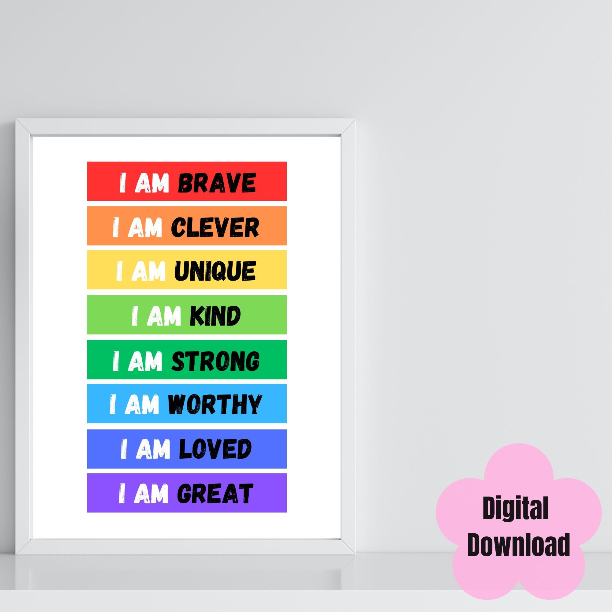 A Rainbow of Self-love Affirmation Printable Wall Art for Kids ...