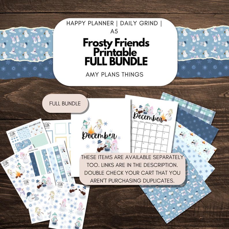 December 2025 Planner Insert: Frosty Friends Theme (printable) - Etsy