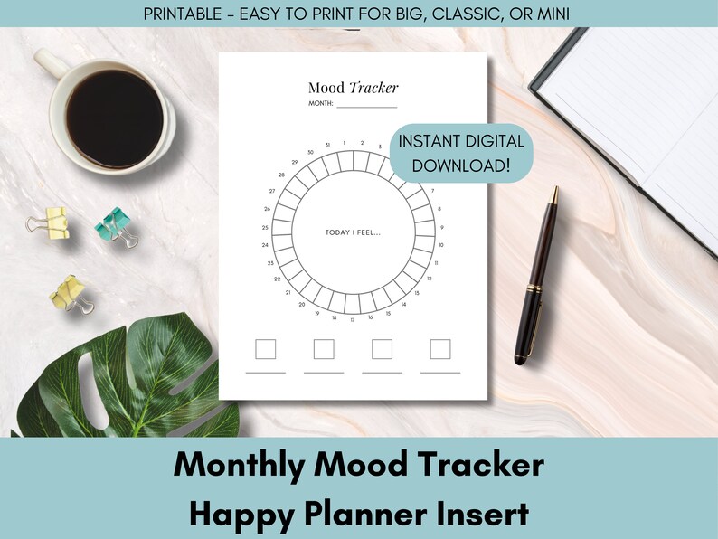 Inserto de planificador imprimible de Mood Tracker - Happy Planner ...