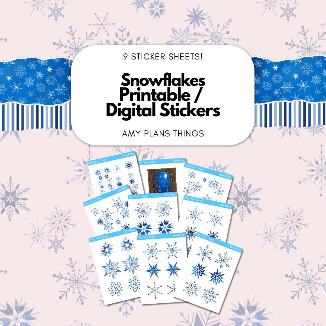 Printable Stickers - Snowflakes Theme | Digital Download Stickers ...