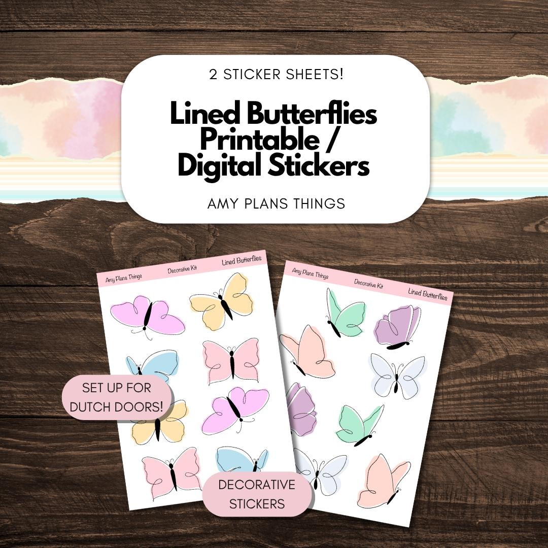 Butterfly Planner Stickers: Lined Dutch Door Design (digital Download ...