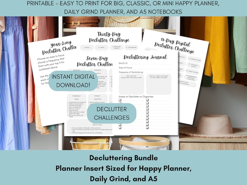 Decluttering Bundle PRINTABLE for Happy Planner, Daily Grind Planner ...