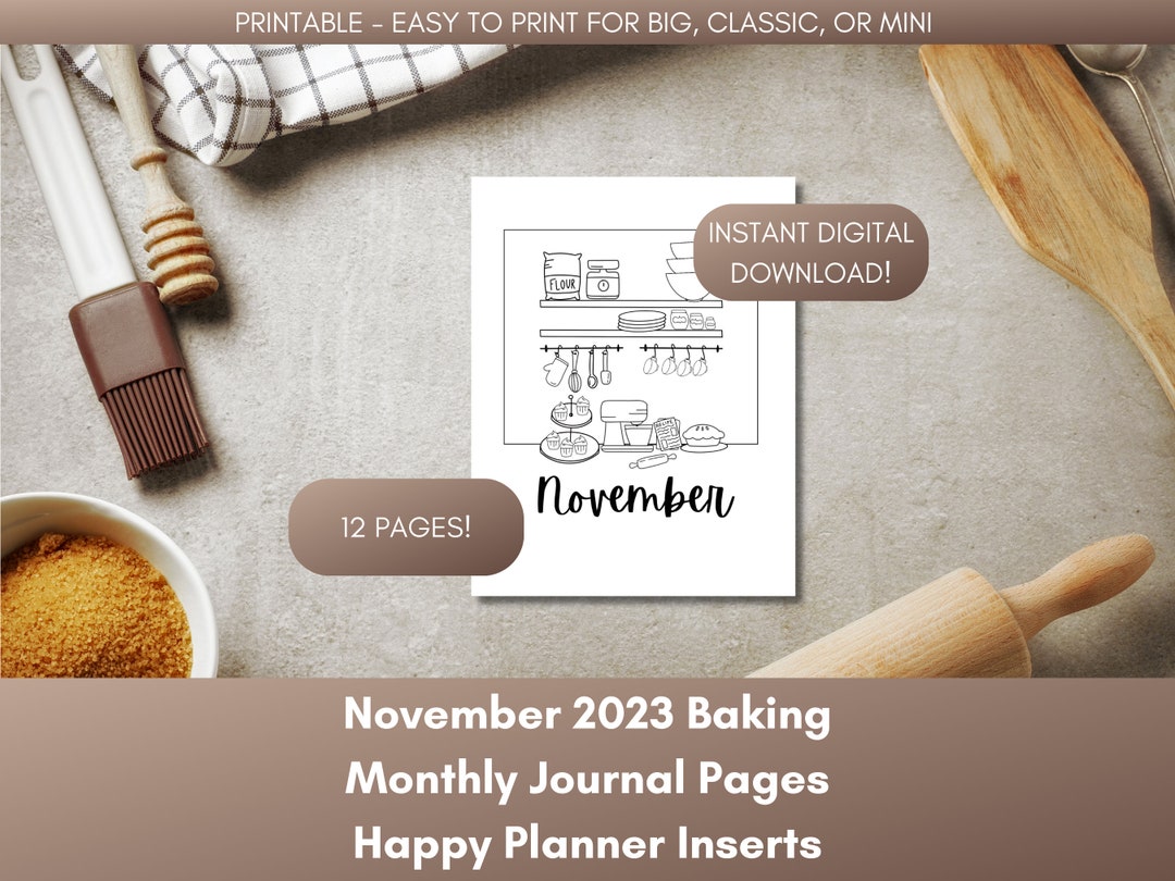November Baking Planner Inserts: Happy Planner Printable (digital ...