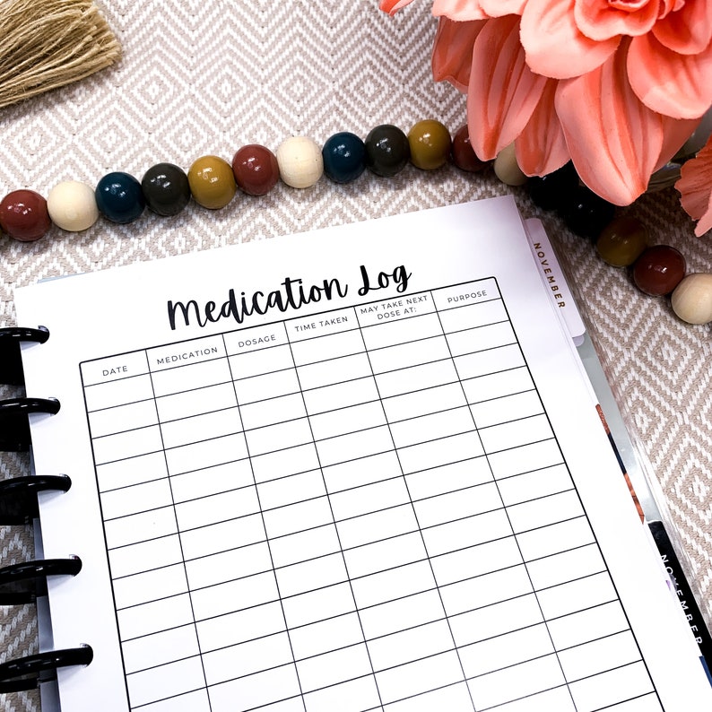 Medication Log PRINTABLE Planner Insert for Happy Planner Big, Classic ...
