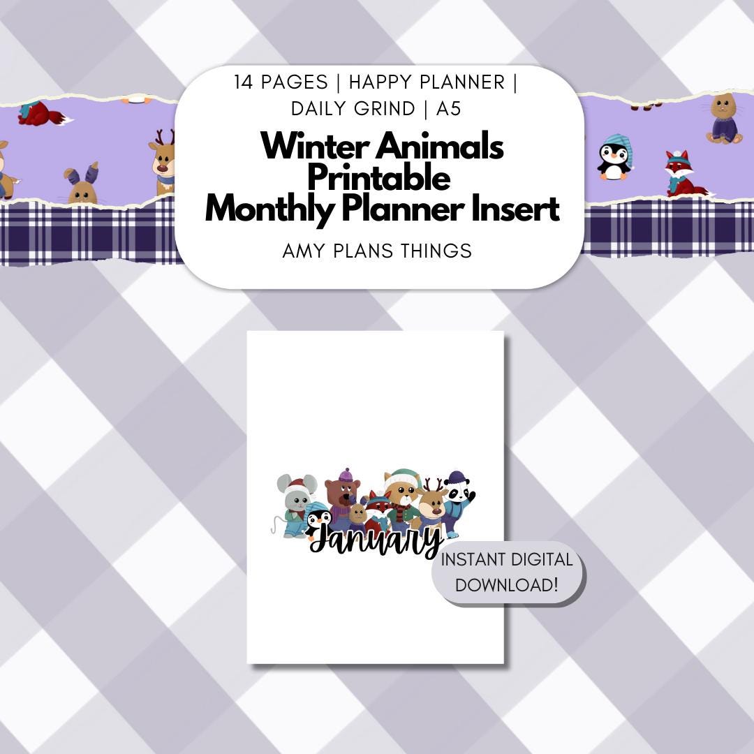 Winter Animals Planner Insert: January Monthly Journal (printable) - Etsy