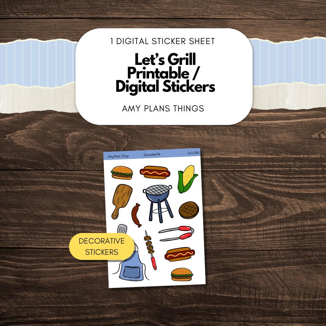 Let's Grill Planner Stickers: BBQ Theme (digital Download) - Etsy