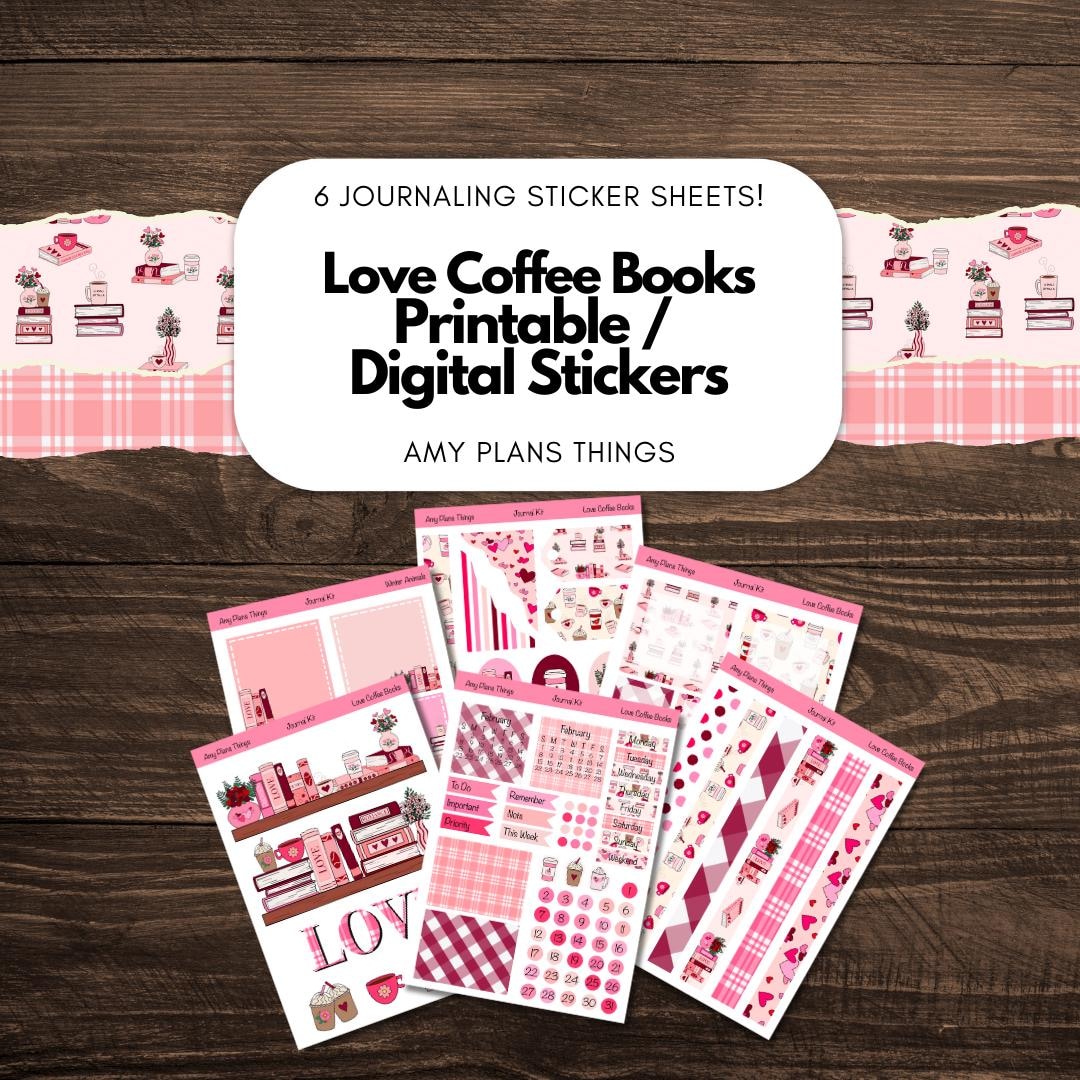 February 2025 Journal Kit | Love Coffee Books Journal Stickers ...