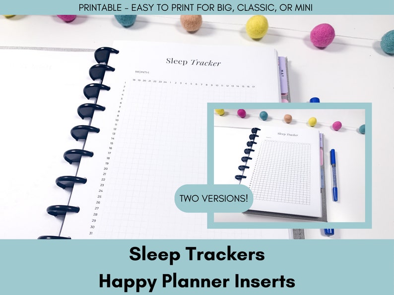 Monthly Sleep Tracker PRINTABLE Planner Insert for Happy Planner Sleep ...