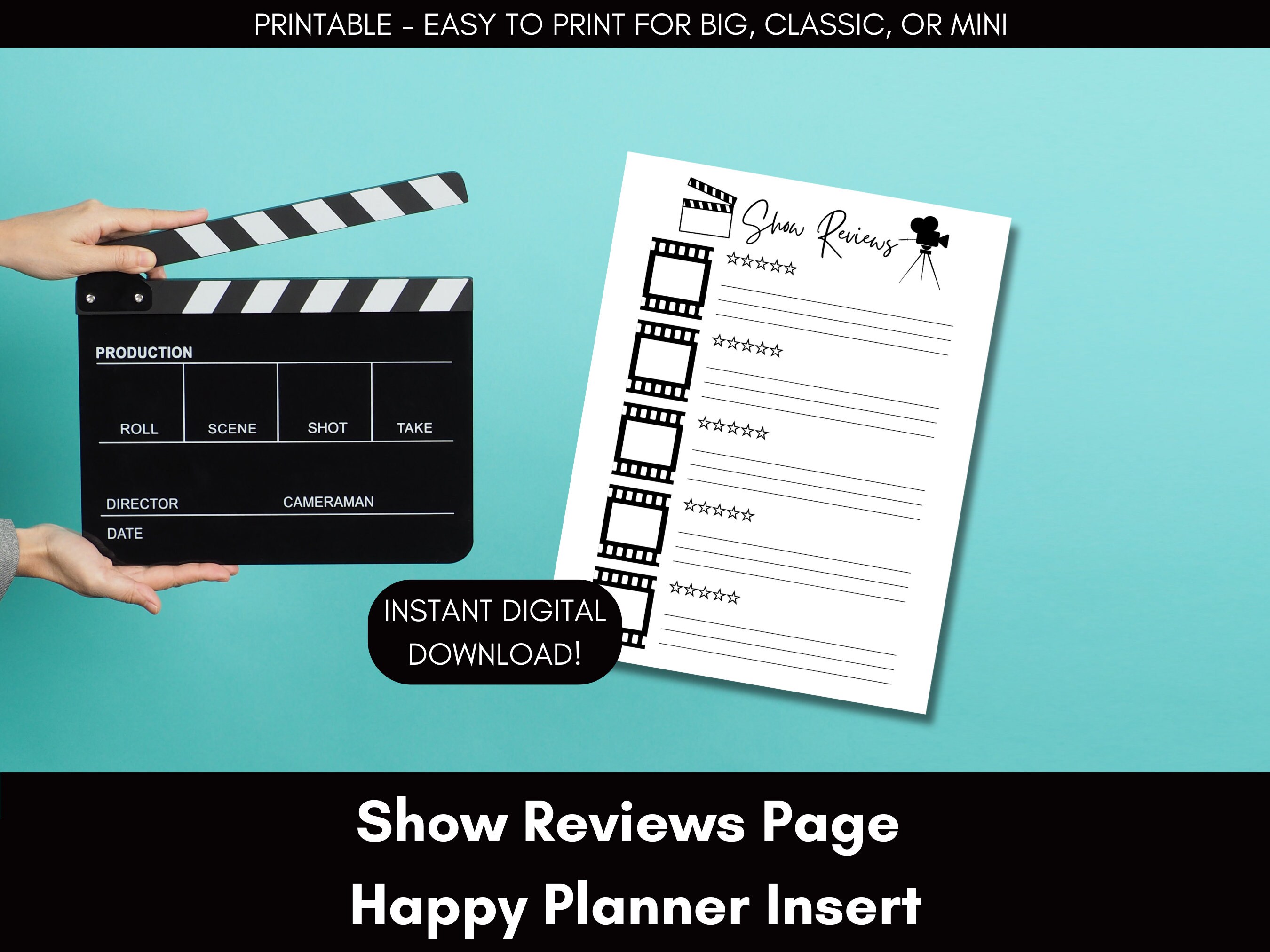 TV Show Review PRINTABLE Planner Insert for Happy Planner Show Review ...