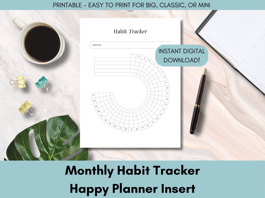 Monthly Habit Tracker Printable: Happy Planner Insert (digital Download ...