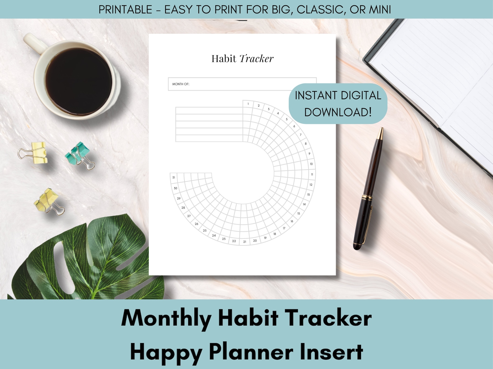 Monthly Habit Tracker PRINTABLE Happy Planner Habit Tracking Big ...