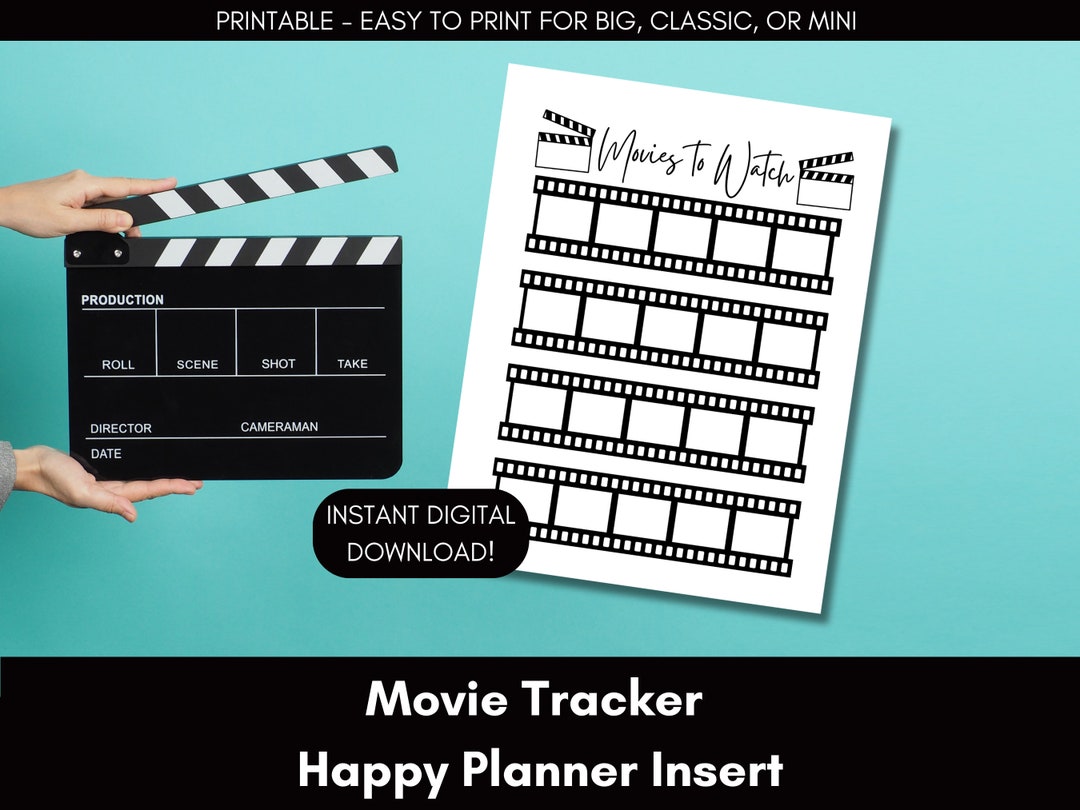 Movies to Watch PRINTABLE Planner Insert for Happy Planner Movie ...