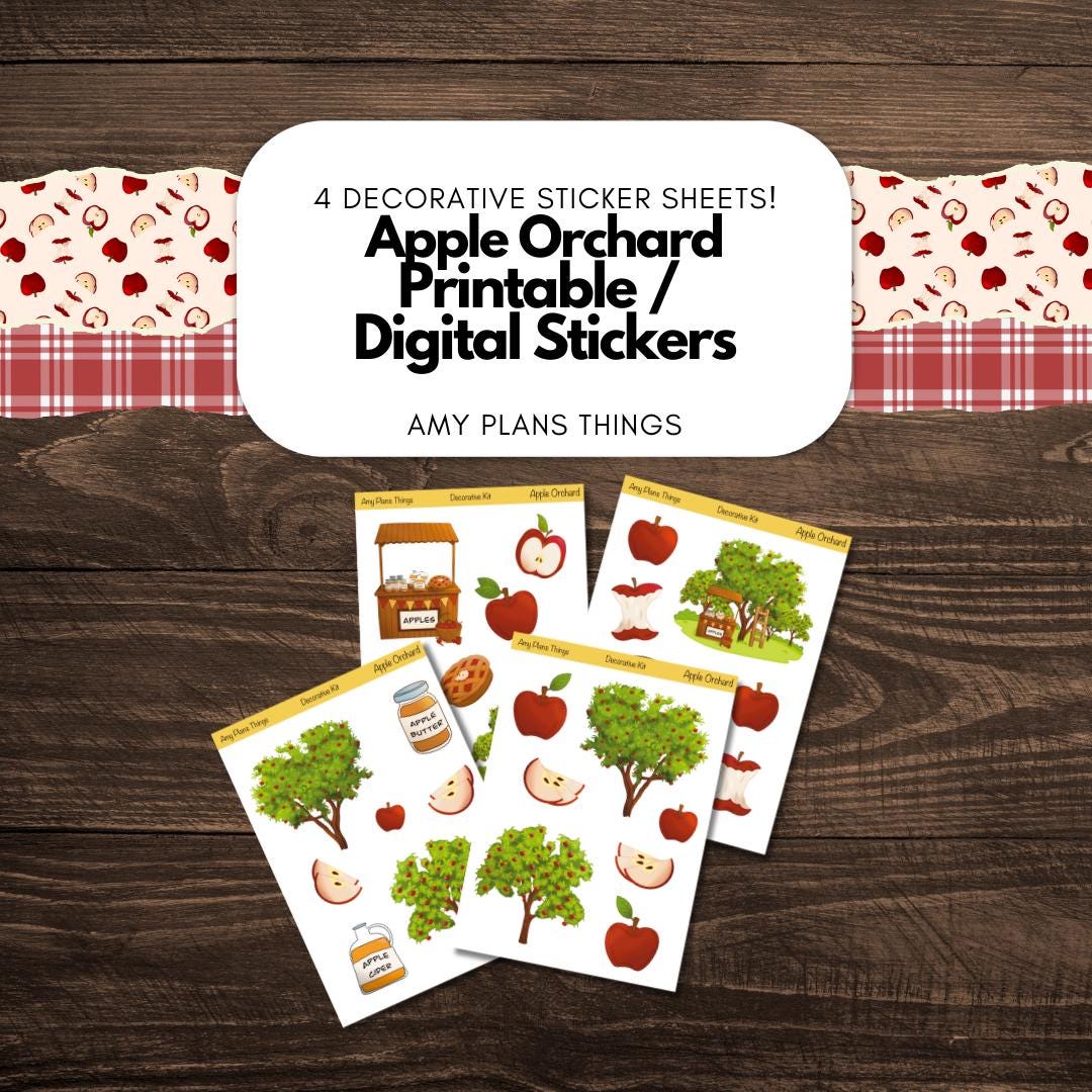 Apple Orchard Stickers: Printable Planner Stickers, Fall Theme (digital ...