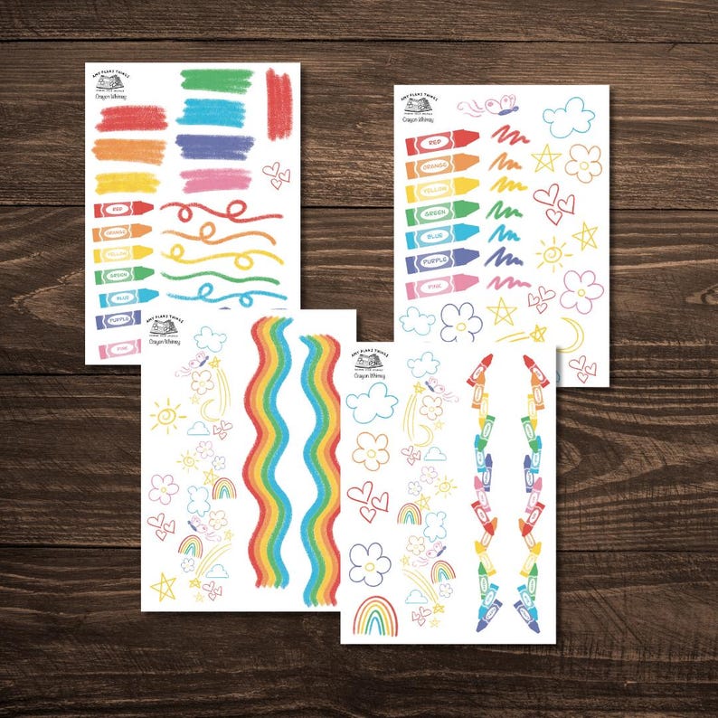 Crayon Whimsy Stickers: Printable Planner Stickers (digital Download ...