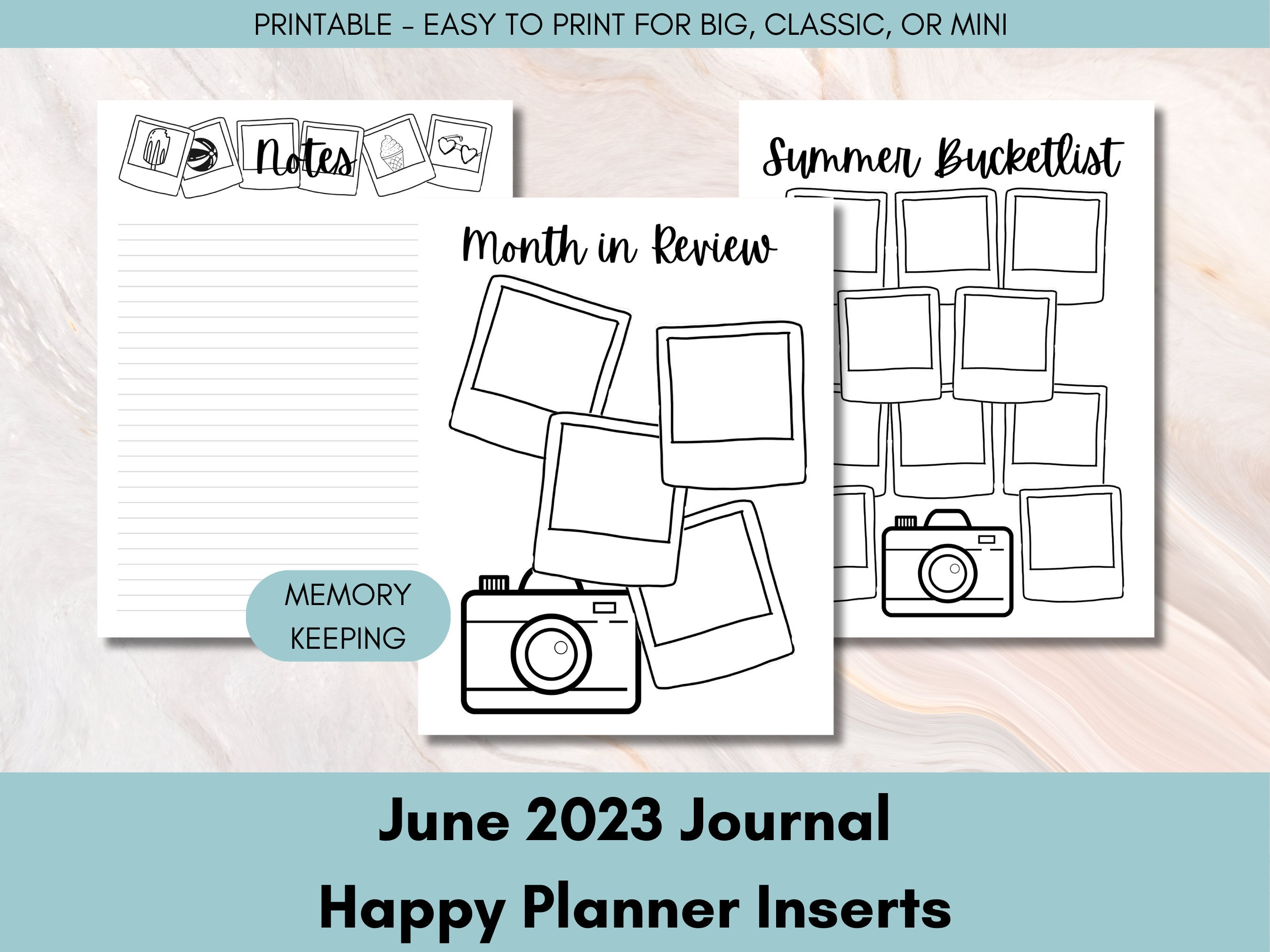 June 2023 Journal Inserts Polaroid Themed Journal Spreads Happy Planner ...