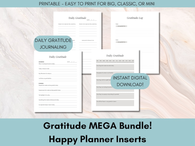 Gratitude Journal PRINTABLE for Happy Planner Daily, Weekly, Monthly ...