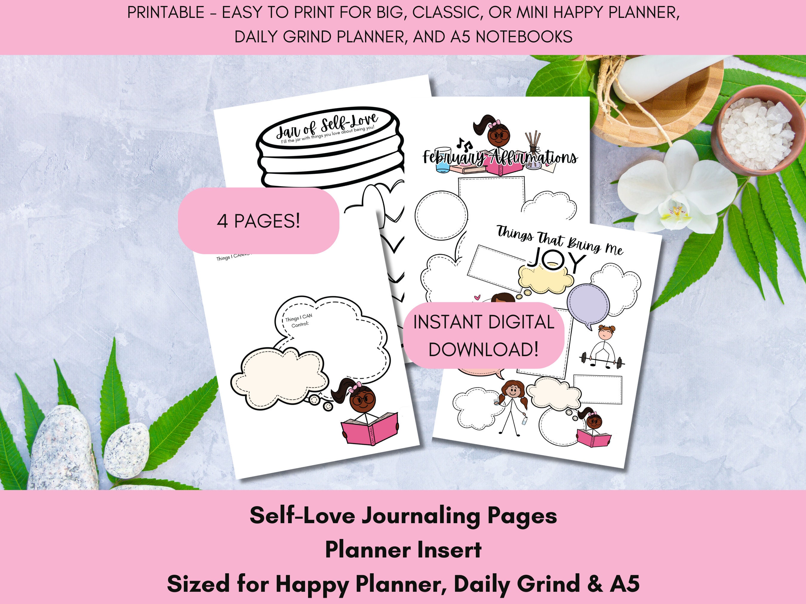 Self-love Journal Pages Self-love Themed Journal PRINTABLE Planner ...