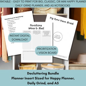 Decluttering Bundle PRINTABLE for Happy Planner, Daily Grind Planner, A5 | Decluttering Pages ...