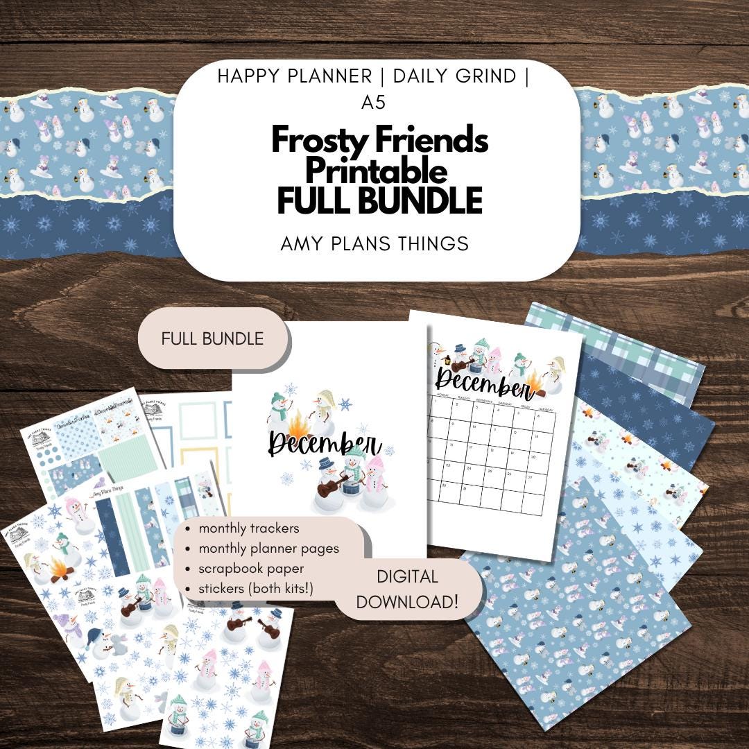 December 2025 Planner Insert: Frosty Friends Theme (printable) - Etsy