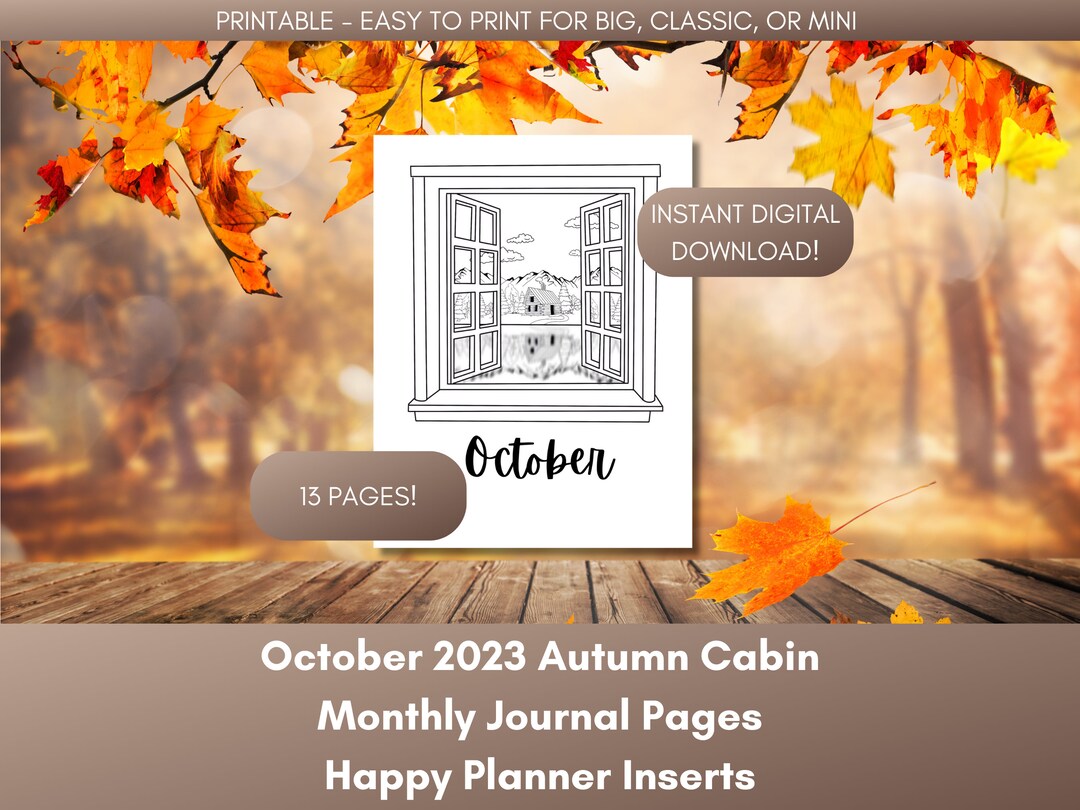 Autumn Cabin October Journal Inserts: Happy Planner Printable (digital ...