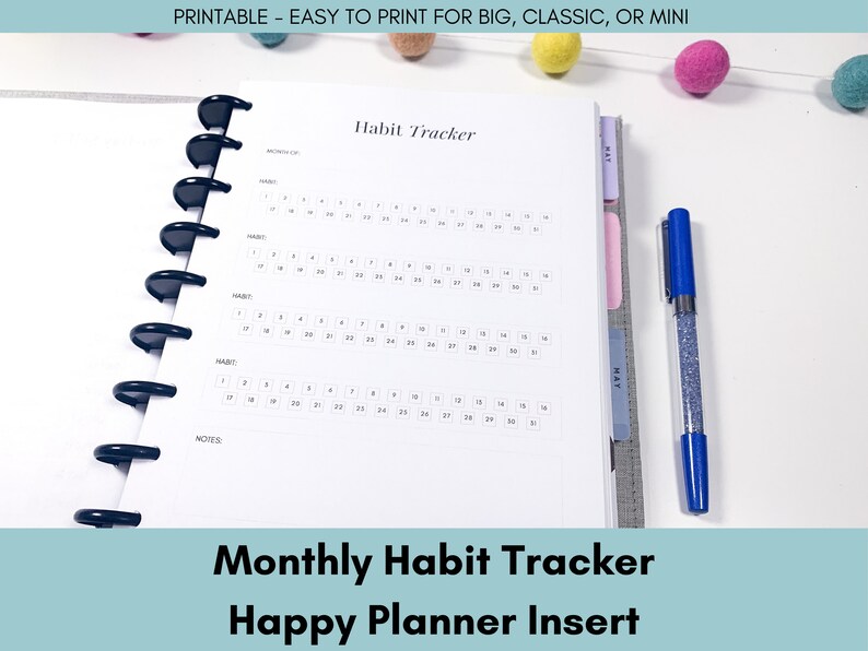 Monthly Habit Tracker PRINTABLE for Happy Planner Routine Tracker 30 ...
