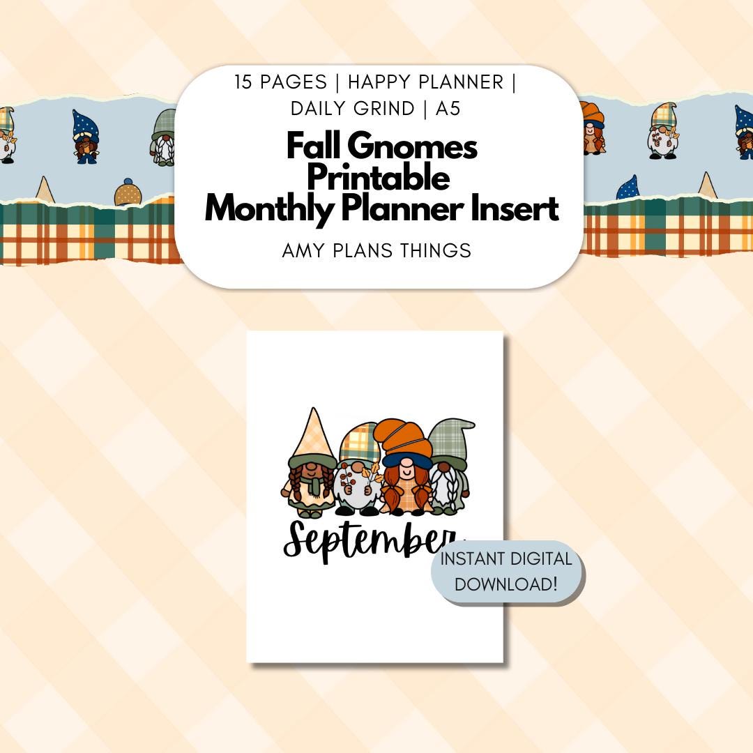 Fall Gnomes September Journal Insert: Printable Planner (digital ...