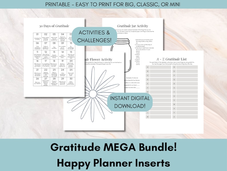 Gratitude Journal PRINTABLE for Happy Planner Daily, Weekly, Monthly ...