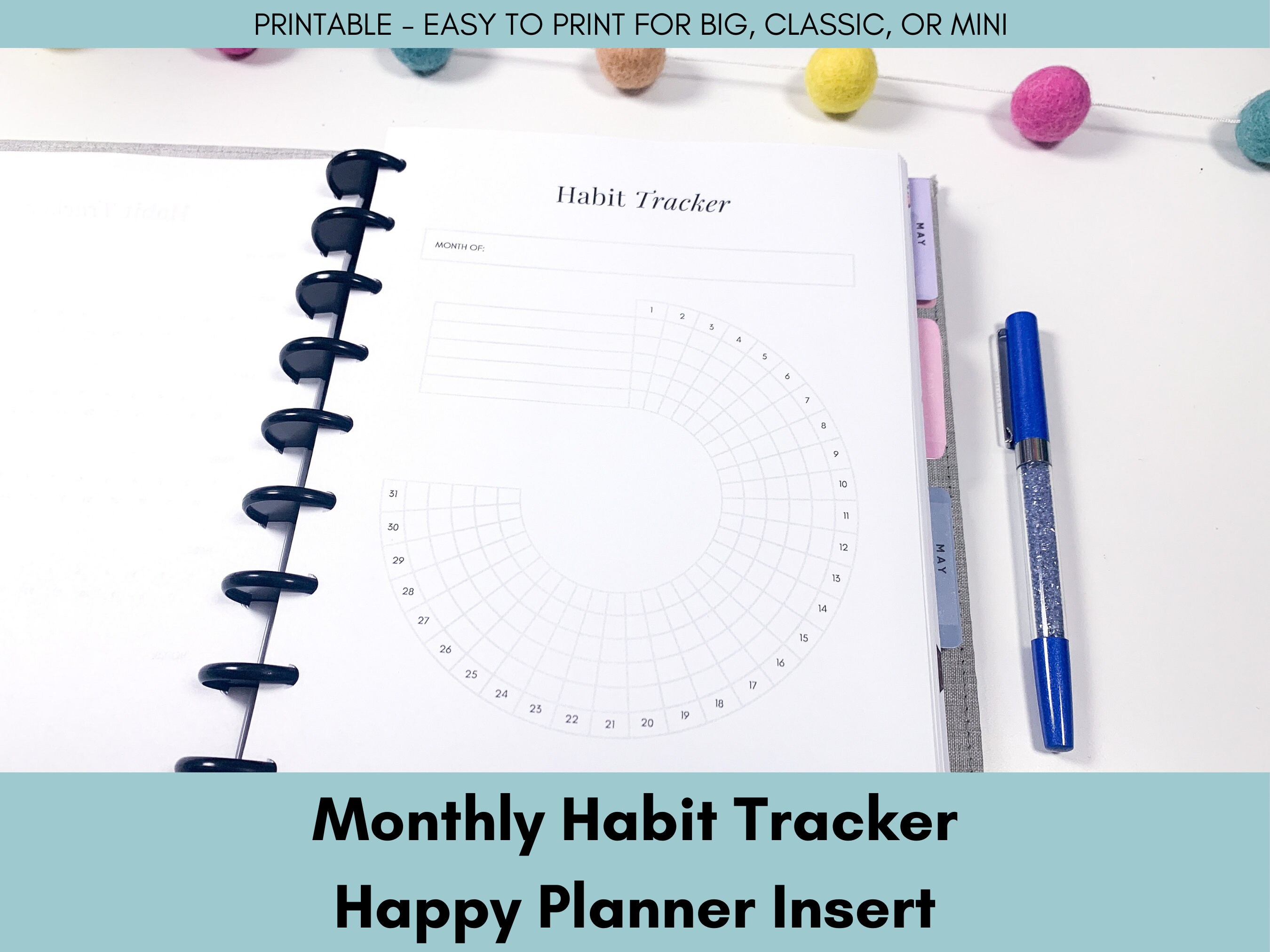 Monthly Habit Tracker PRINTABLE Happy Planner Habit Tracking Big ...