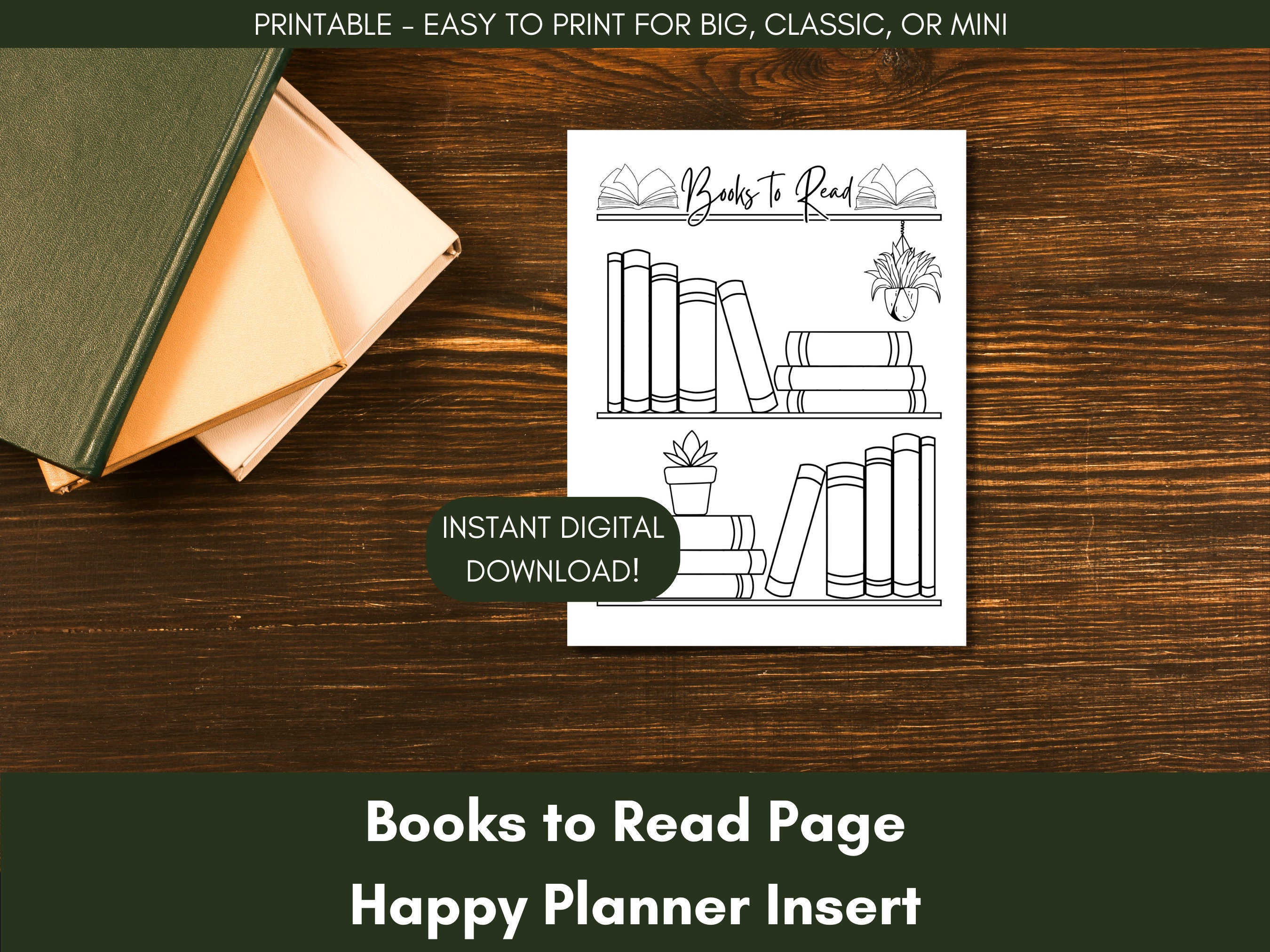Books to Read PRINTABLE Planner Insert for Happy Planner Book List ...