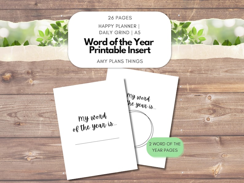 2026 Word of the Year Journal: Printable Planner Inserts (digital ...