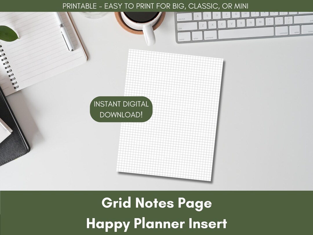 Grid Notes Page PRINTABLE Planner Insert for Happy Planner | Notes ...