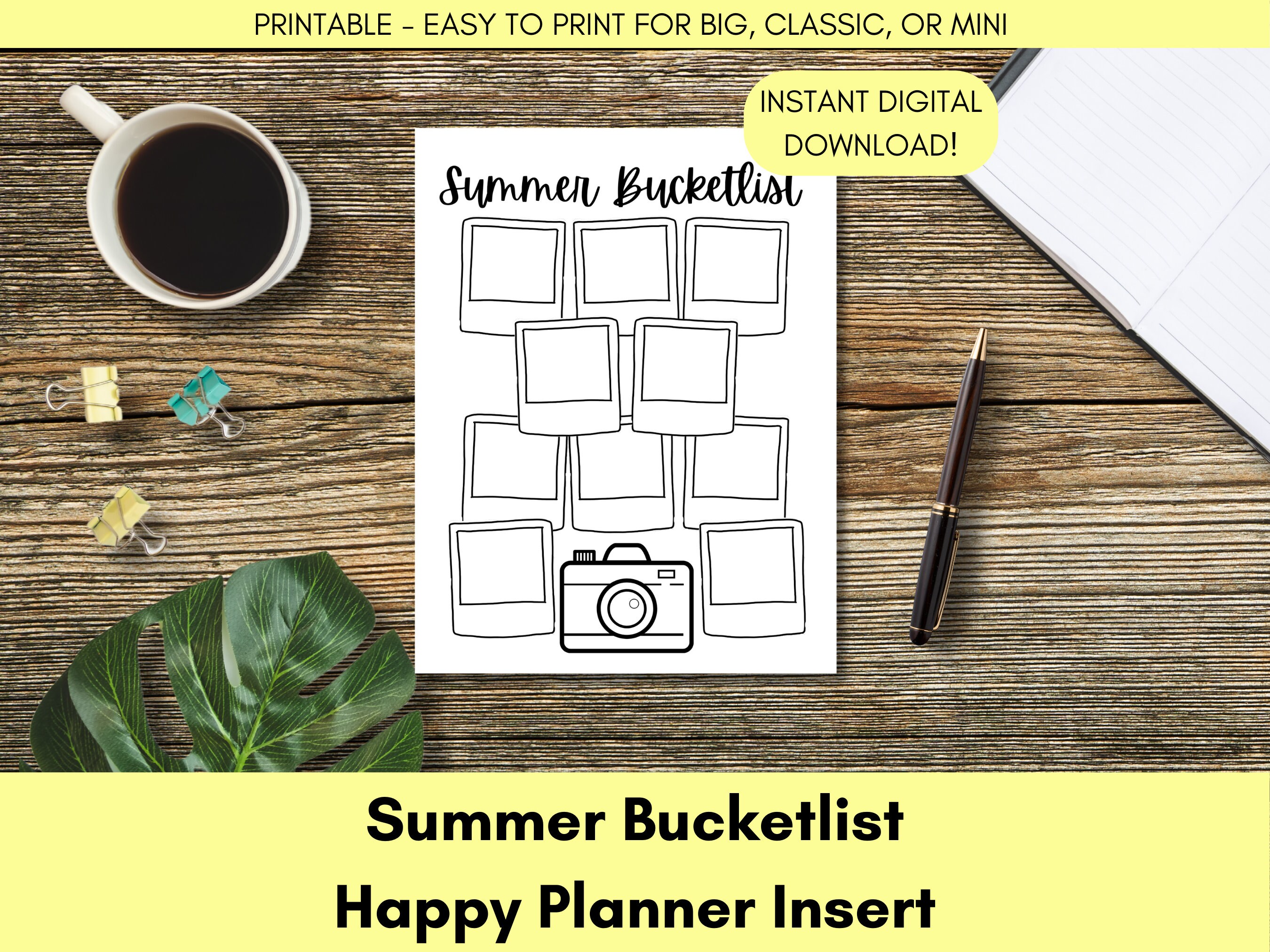 Summer Bucketlist PRINTABLE Planner Insert for Happy Planner Memory ...