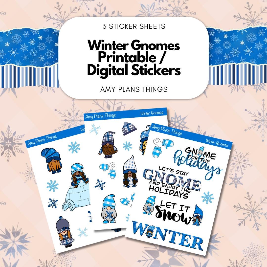 Winter Gnome Stickers: Planner Journal Clip Art (digital Download) - Etsy
