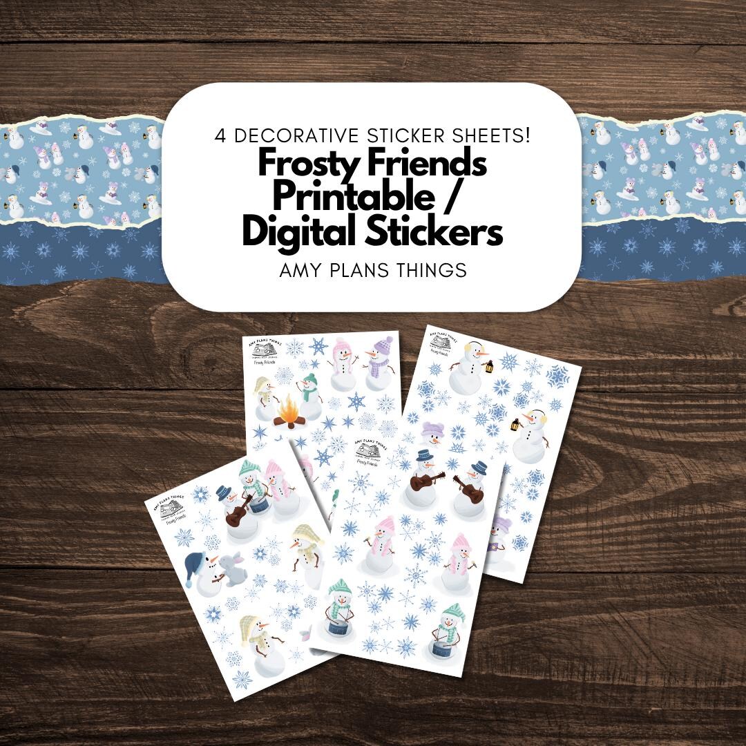 Frosty Friends Stickers: Printable Planner Stickers, Winter Theme ...