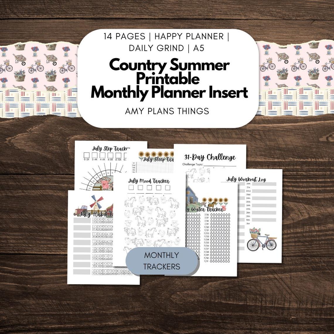 July 2025 Planner Insert: Country Summer Theme (printable PDF, Multiple ...