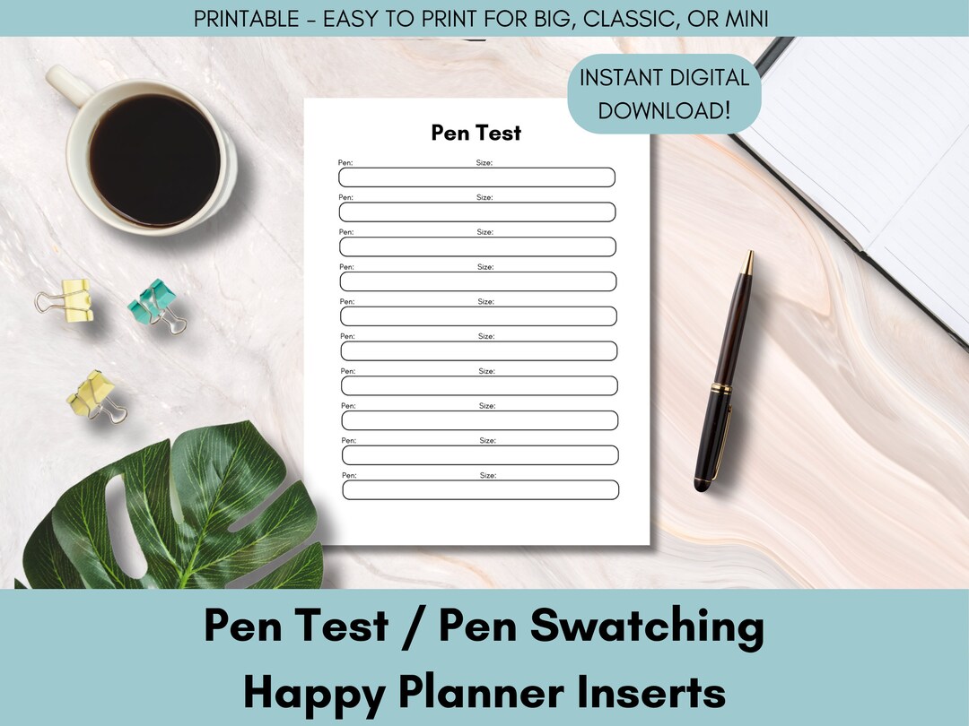 Color Swatch Chart Pen Test Page Planner Inserts for Happy Planner ...
