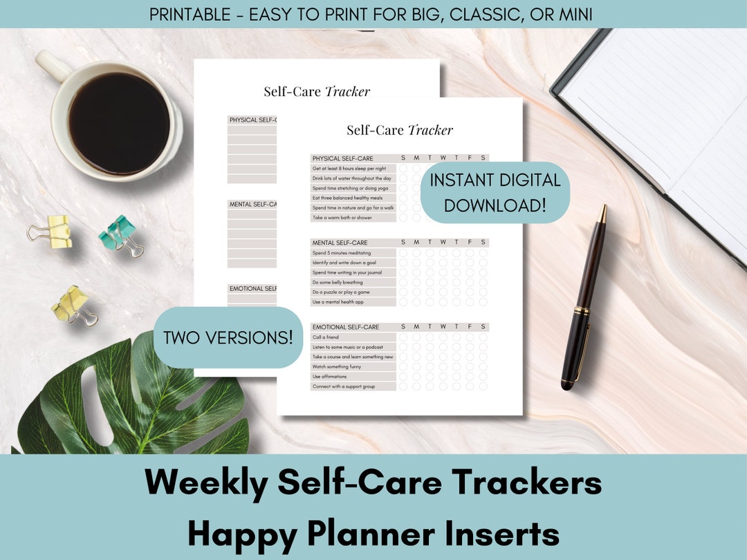 Weekly Self-care Tracker PRINTABLE Planner Insert for Happy Planner ...