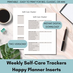 Weekly Self-care Tracker PRINTABLE Planner Insert for Happy Planner ...