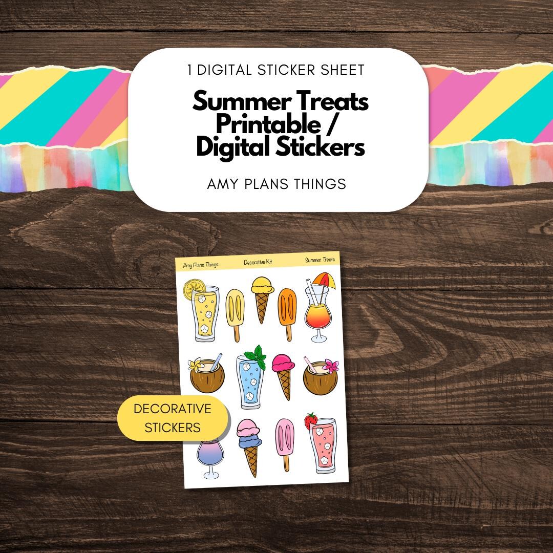 Printable Stickers - Summer Treats Theme | Digital Download Stickers ...