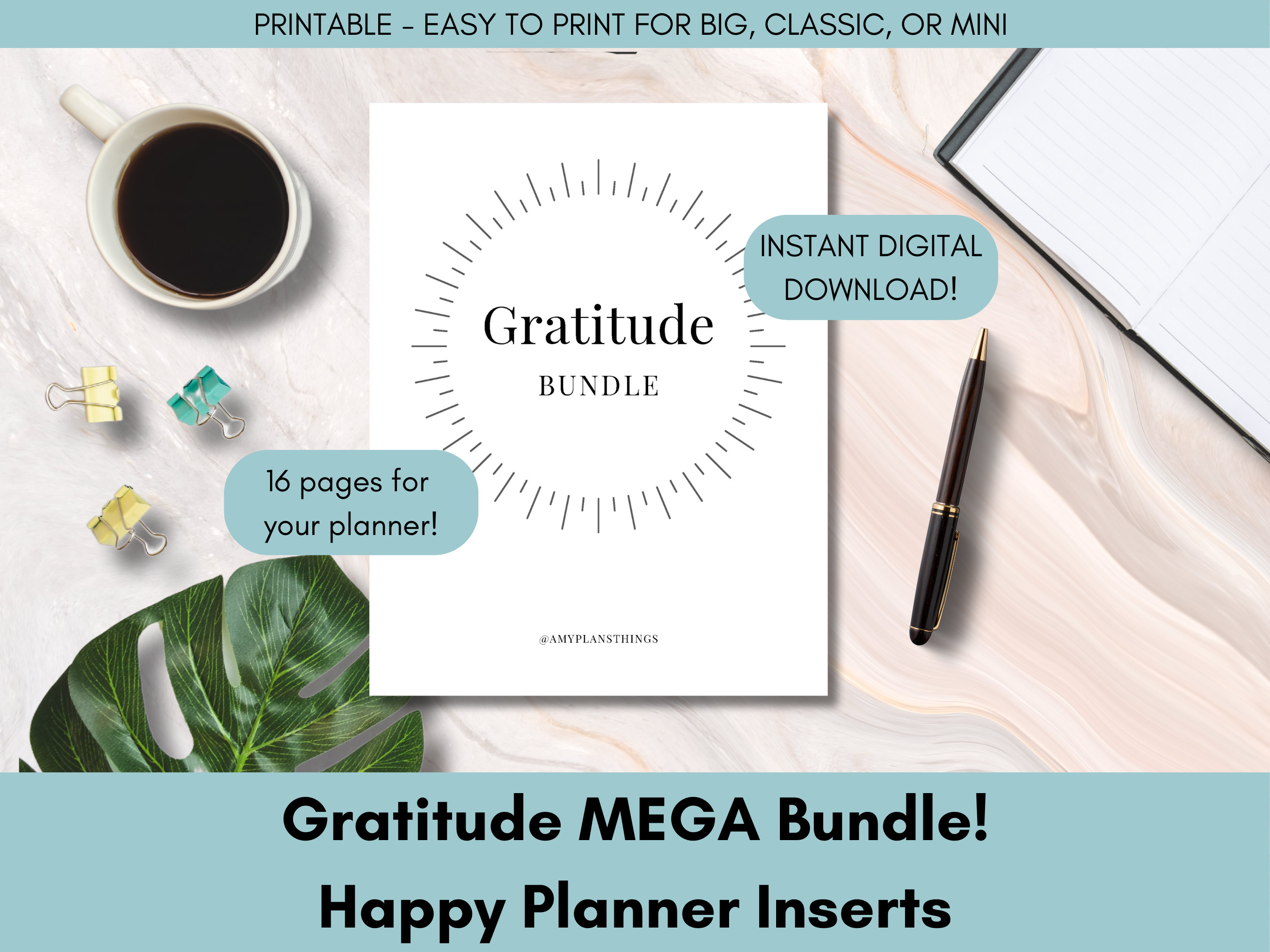 Gratitude Journal PRINTABLE for Happy Planner Daily, Weekly, Monthly ...