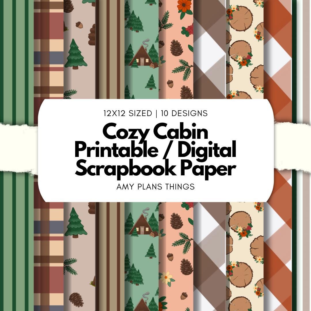 Cozy Cabin Scrapbook Paper 12x12: Fall & Winter Planner Designs ...