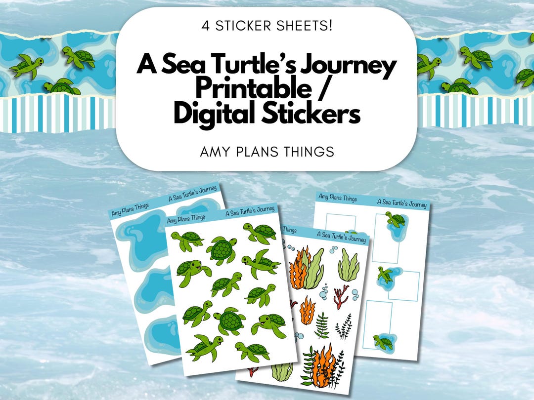 Printable Stickers - A Sea Turtle's Journey Theme | Digital Download ...
