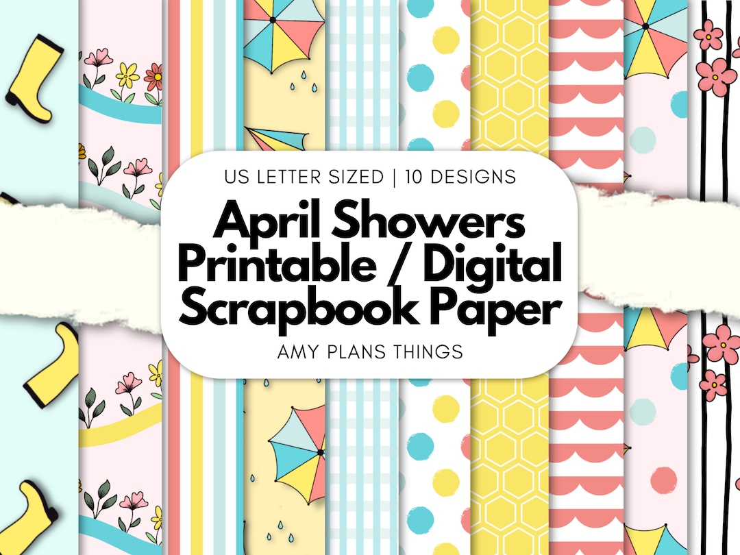 Spring Showers Printable Scrapbook Paper Digital Junk Journal US Letter ...