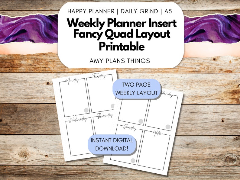 Weekly Planner PRINTABLE Undated - Happy Planner, A5, Daily Grind ...