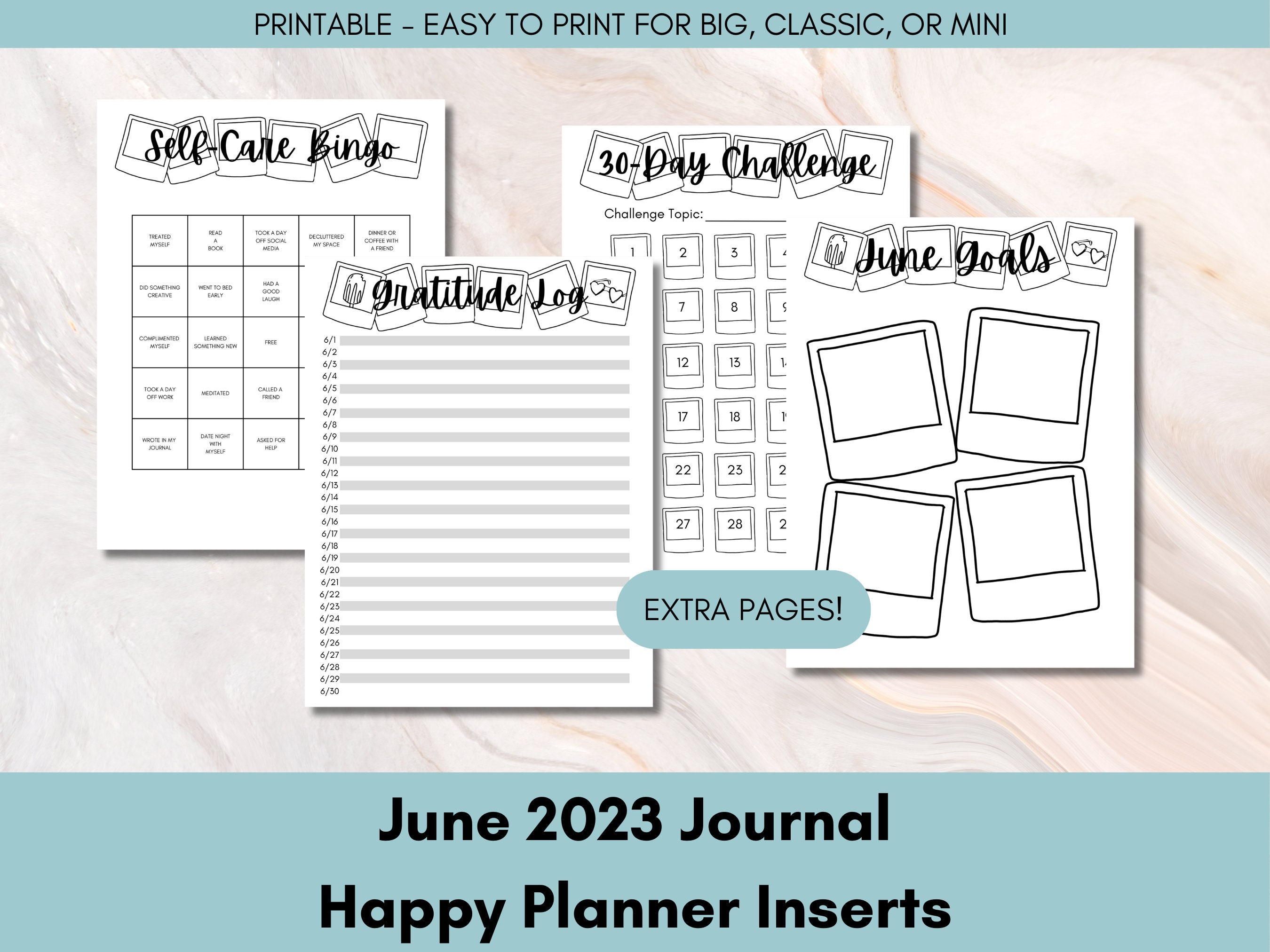 June 2023 Journal Inserts Polaroid Themed Journal Spreads Happy Planner ...
