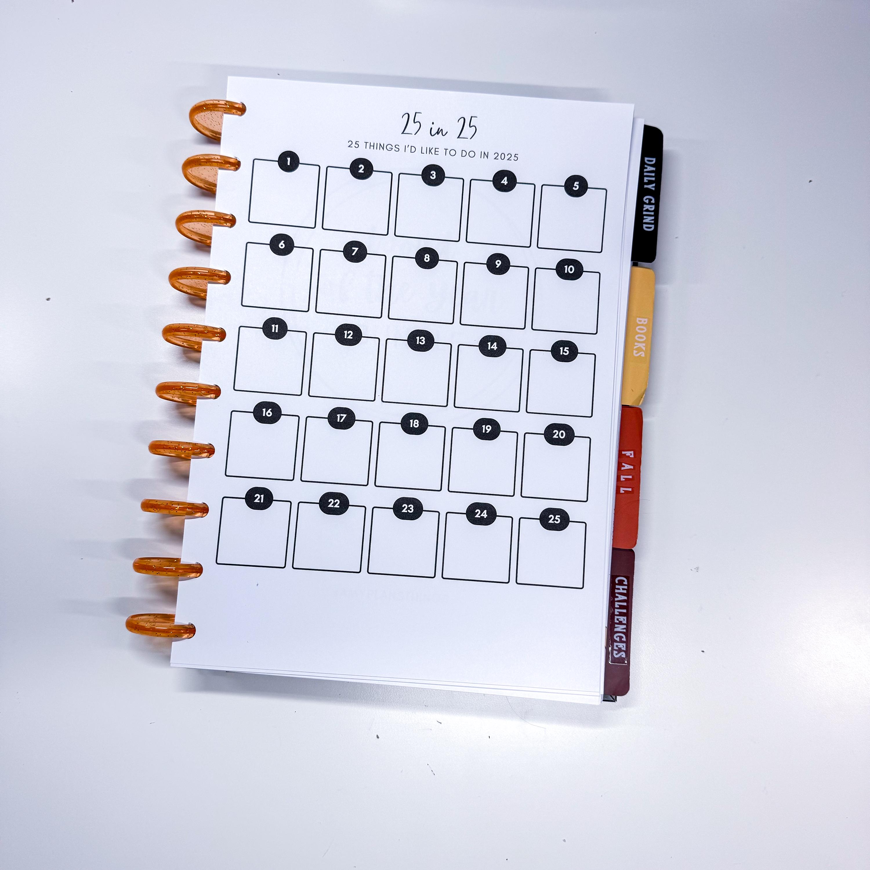 25 in 25 PRINTABLE Planner Insert for Happy Planner, Daily Grind ...