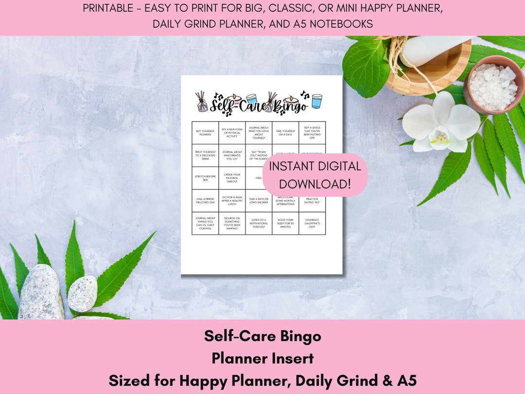 February 2024 Self-care Bingo Journal Insert Self-love Themed Bingo ...
