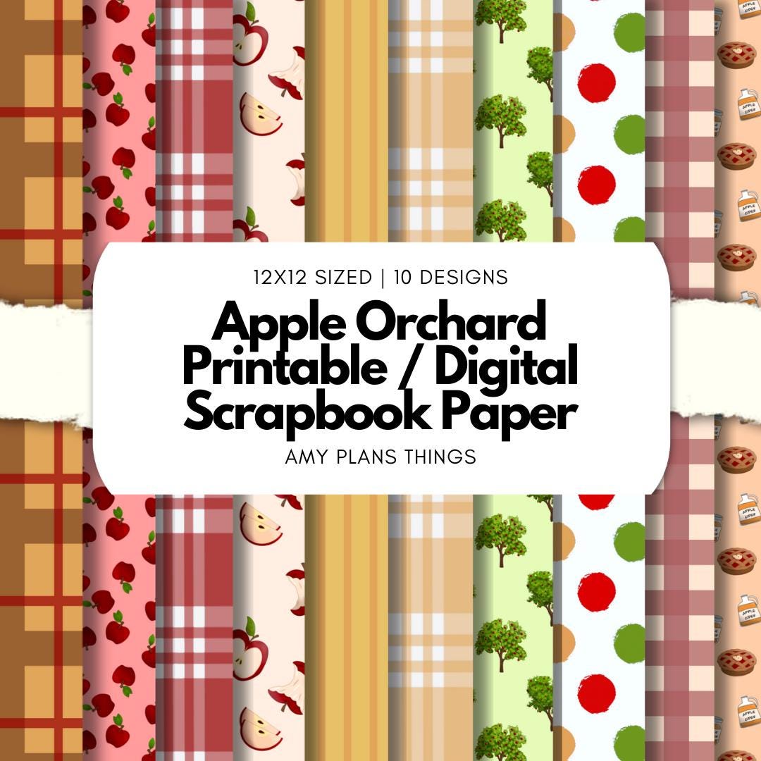 Apple Orchard Scrapbook Paper: Printable Junk Journal Designs (digital ...
